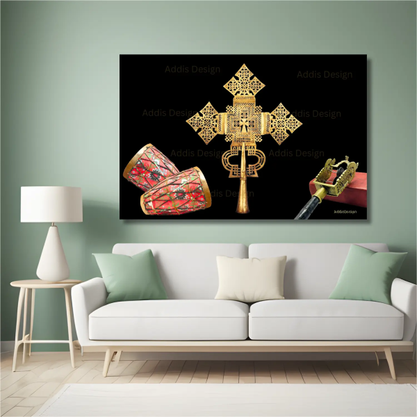 Ethiopian Meskel Design Wall Art for Living Room - Addis Design